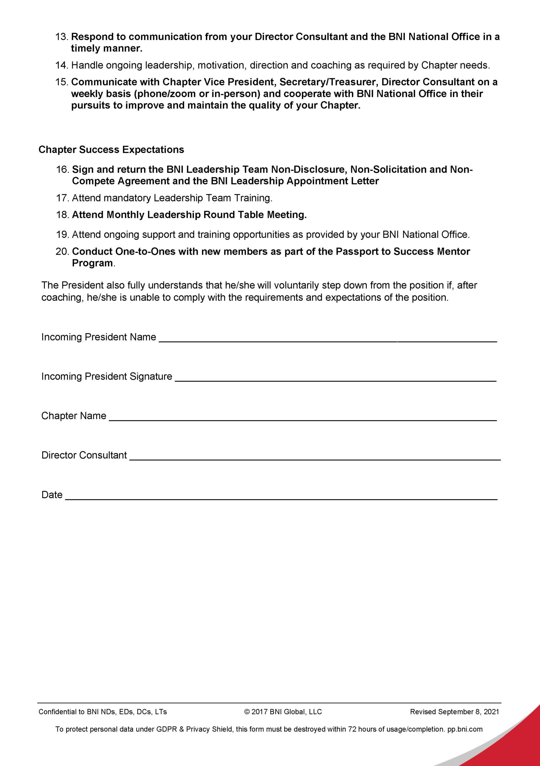 President’s Pre-Approval Form – BNI Singapore